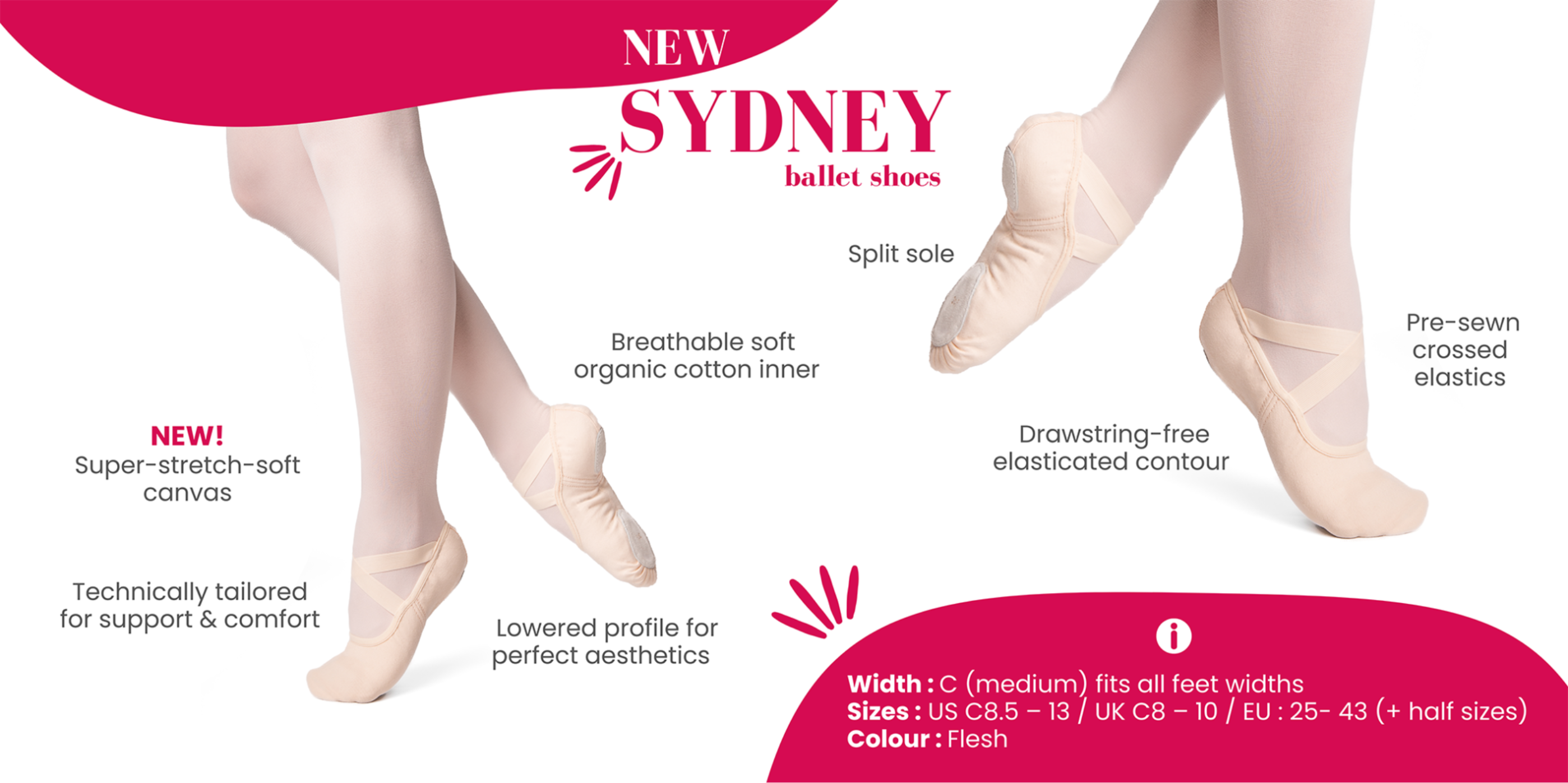 SYDNEY – New Super Stretch Split-Sole Ballet Shoe by MERLET - MERLET DANCE